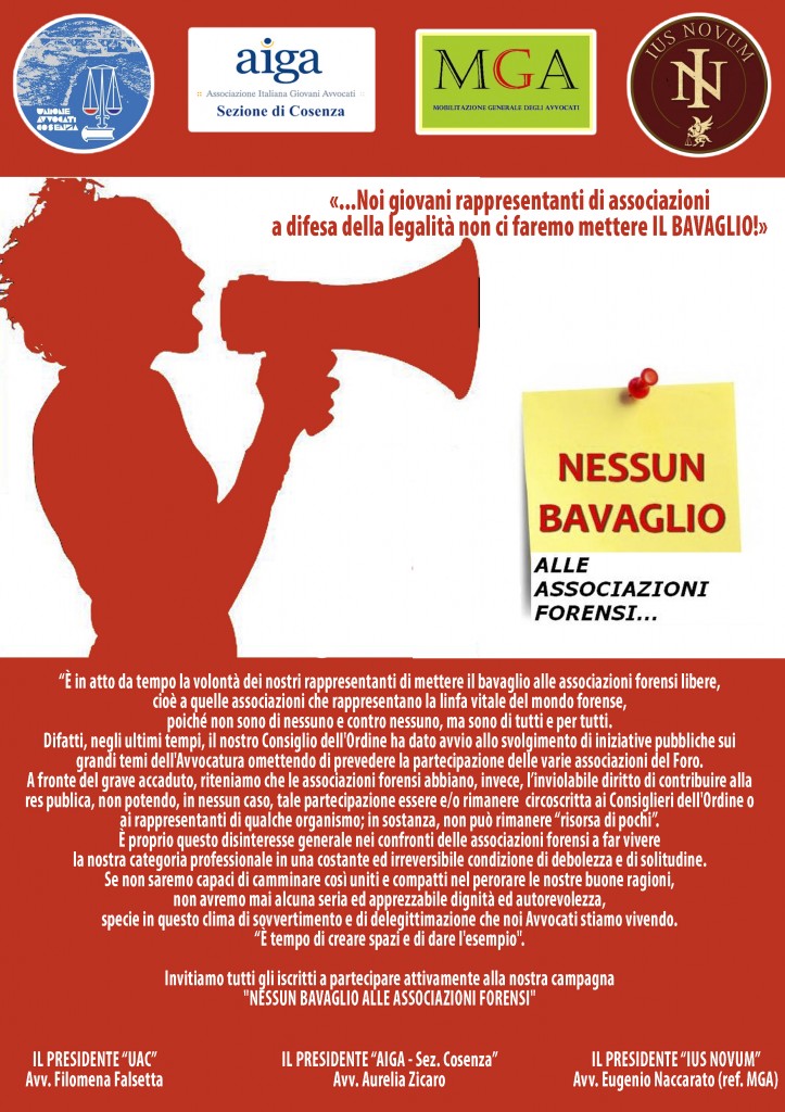 Nessun bavaglio alle associazioni forensi. UAC, AIGA, IUS NOVUM E MGA ...